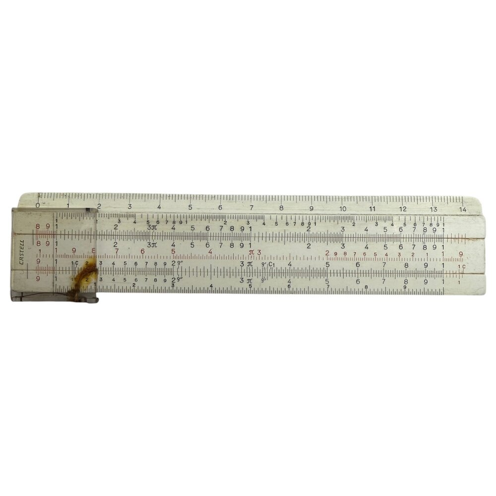 Линейка логарифмическая малая, в зеленом футляре, 1957 г, A.W. Faber - Castell Rietz 67/87, Германия