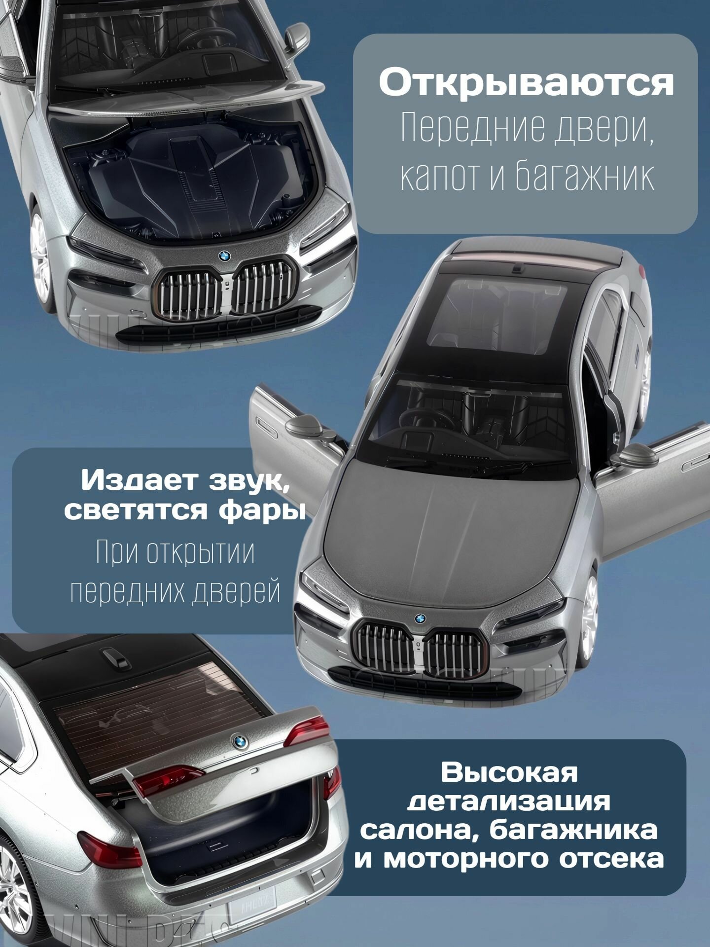 Игрушка детская машинка металлическая модель BMW i7 1:24