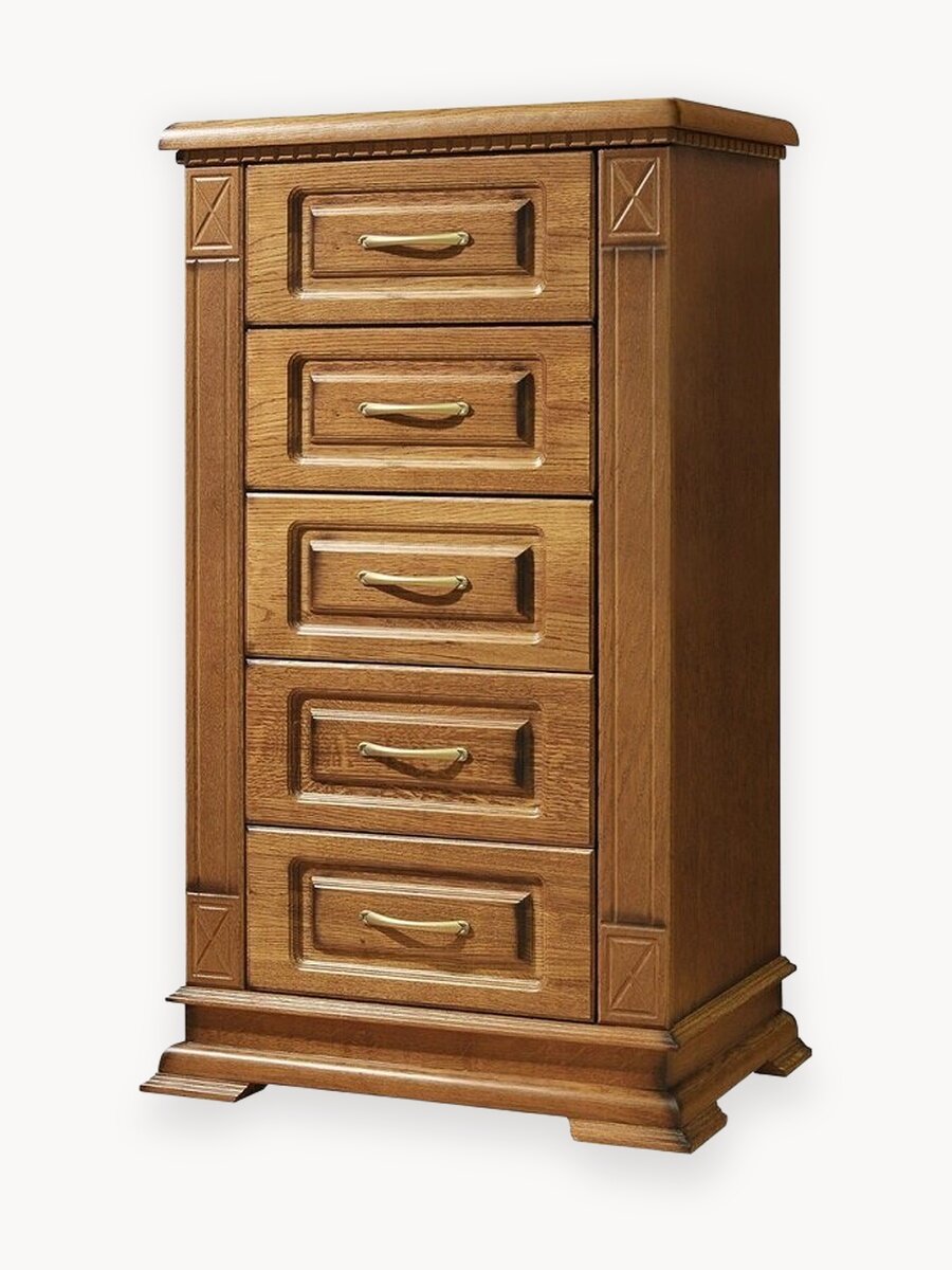 Комод Верди 017, массив сосны, 5 ящиков, 60×45×120см, ММК-Древ