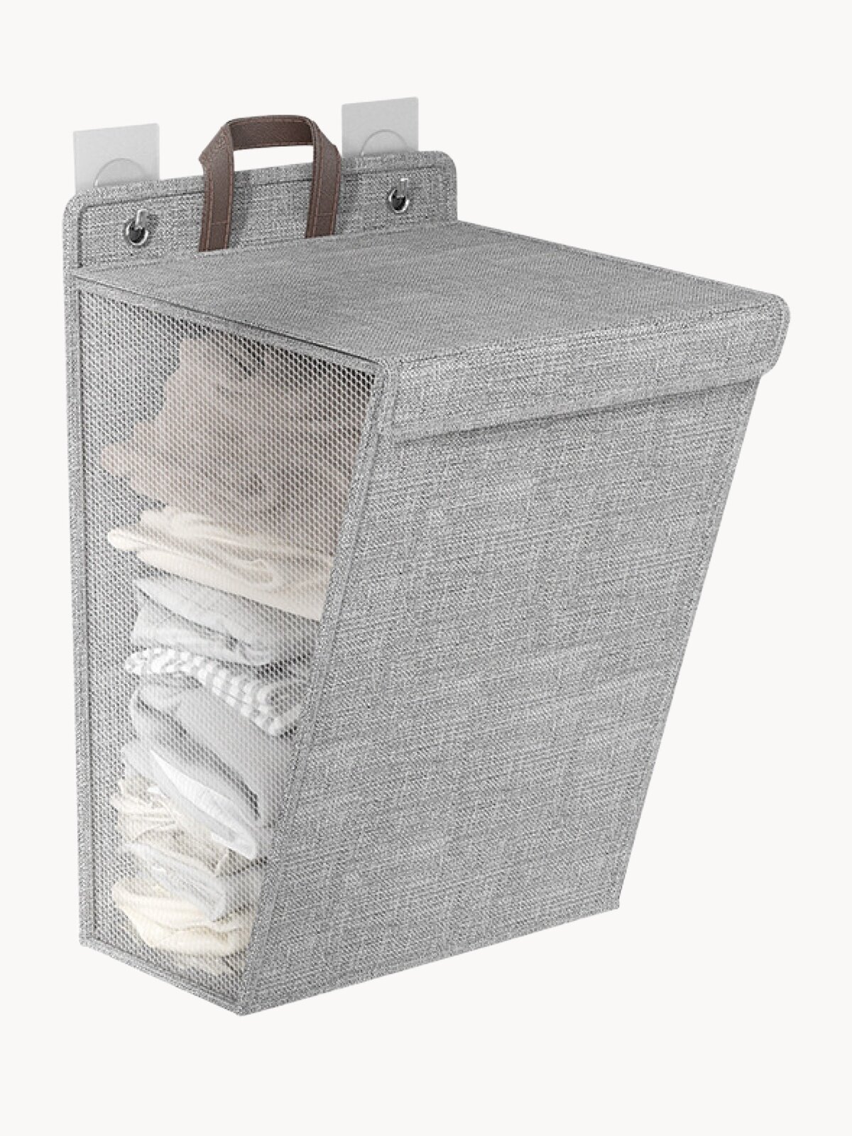 Корзина для вещей подвесная с крышкой, складная, серая, корзина для белья