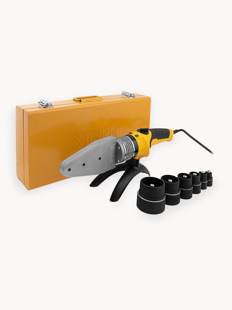 Аппарат для сварки пласт. труб Denzel DWP-2000 Х-PRO, 2000Вт, 300 град, компл насадок, 20 - 63 мм 94209