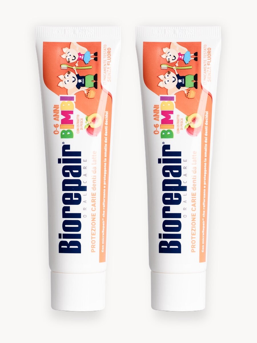 Зубная паста Biorepair Kids детская с экстрактом персика, 50 мл, 2 шт