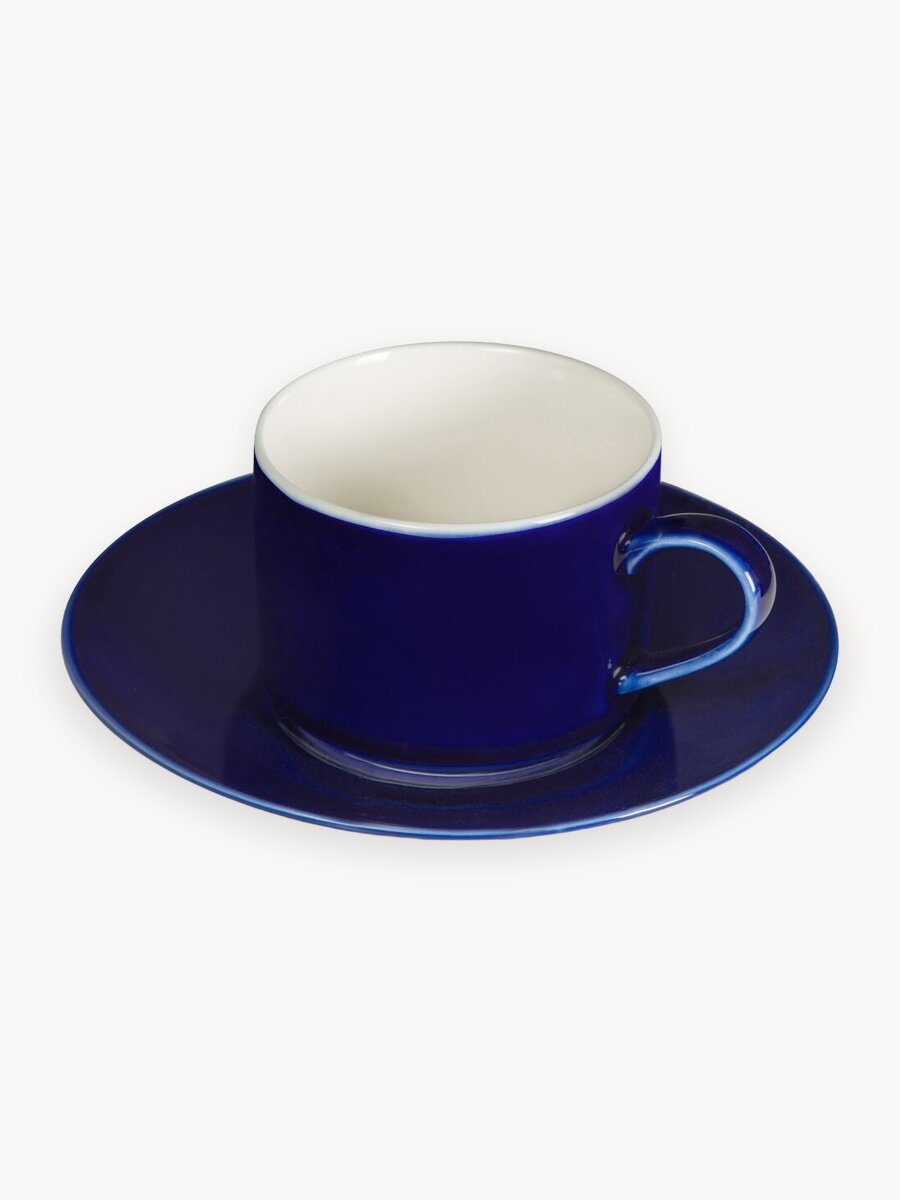 Чайная пара Oasis "Phyto", костяной фарфор, темно-синяя, 250 мл