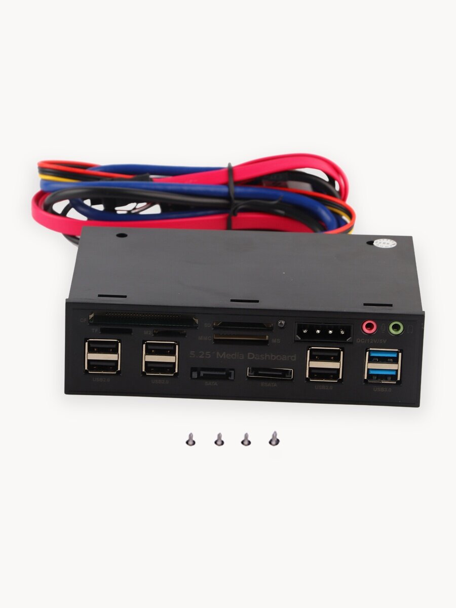 5,25-дюймовая мультимедийная передняя панель USB 3.0/2.0 HUB eSATA SATA Аудио-устройство для чтения нескольких карт