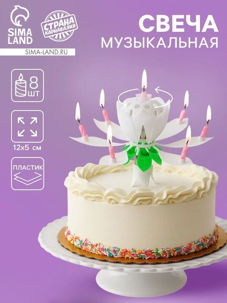 Свечи / Свечи для торта "Крутящийся тюльпан" / Белый