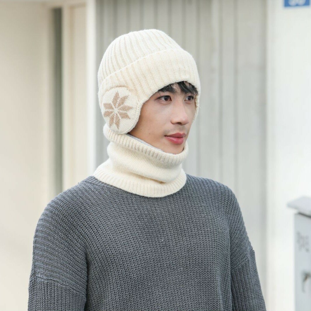 Мужская зимняя вязаная шерстяная шапка для активного отдыха, мужская толстая бархатная зимняя теплая шерстяная шапка для езды на велосипеде с защитой ушей