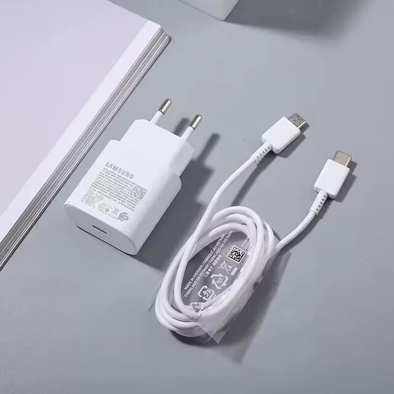 Сверхбыстрое Зарядное Устройство Samsung Мощностью 25 Вт С Настенным Адаптером USB Type C Для Galaxy S21 S22 S23 Ultra Note 2.