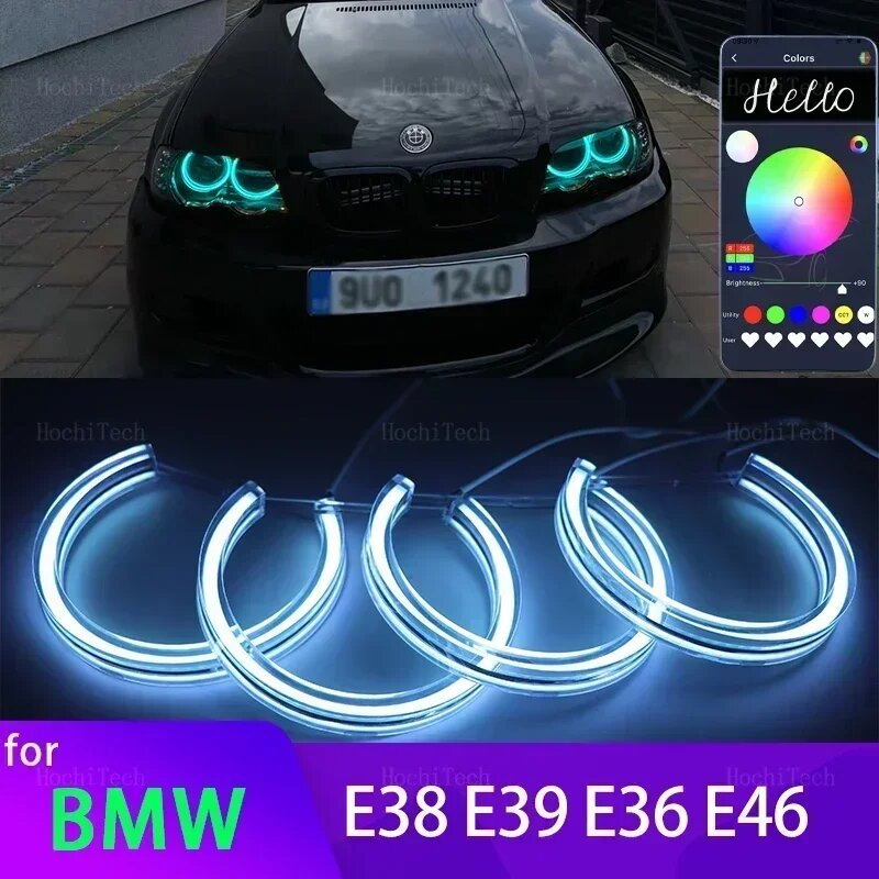 Для BMW 3 5 7 серии E36 E46 E39 E38 728i 740d 325i 328i 740i 730d Crystal Multi Color APP LED Angel Eyes Daytime Light Retrofit