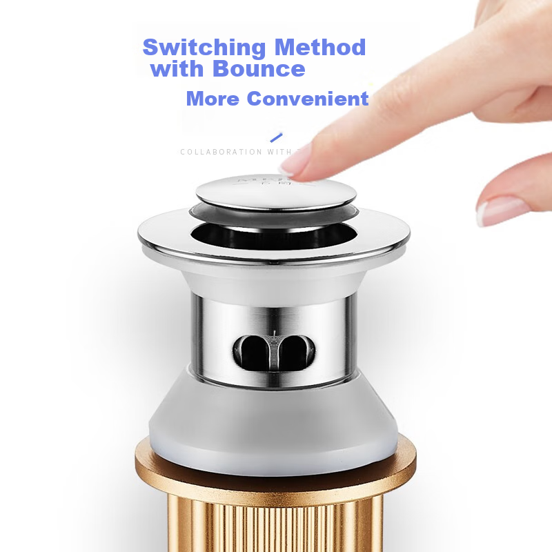 MEJUE Basin Drain Pipe Flexible Hose, Stainless Steel Pop-Up Basin Drain + ABS Drain Flexible Hose Set Z-4210