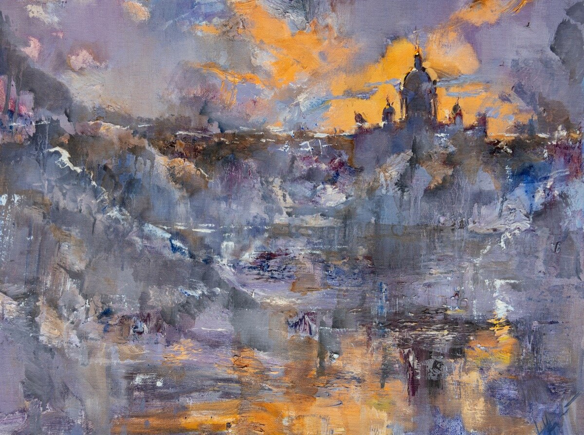 Картина маслом "Исаакиевский собор в тумане" 44х59см