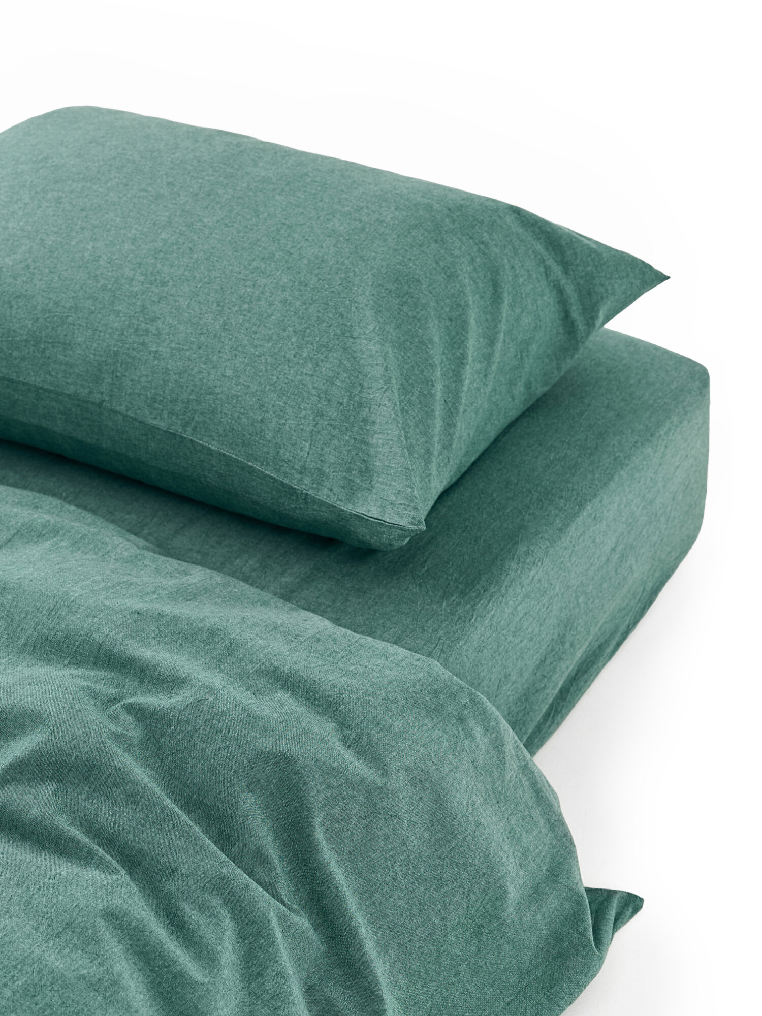 Простыня MORФEUS (морфеус) - Melange Green - 230x260 (без резинки) - вареный хлопок