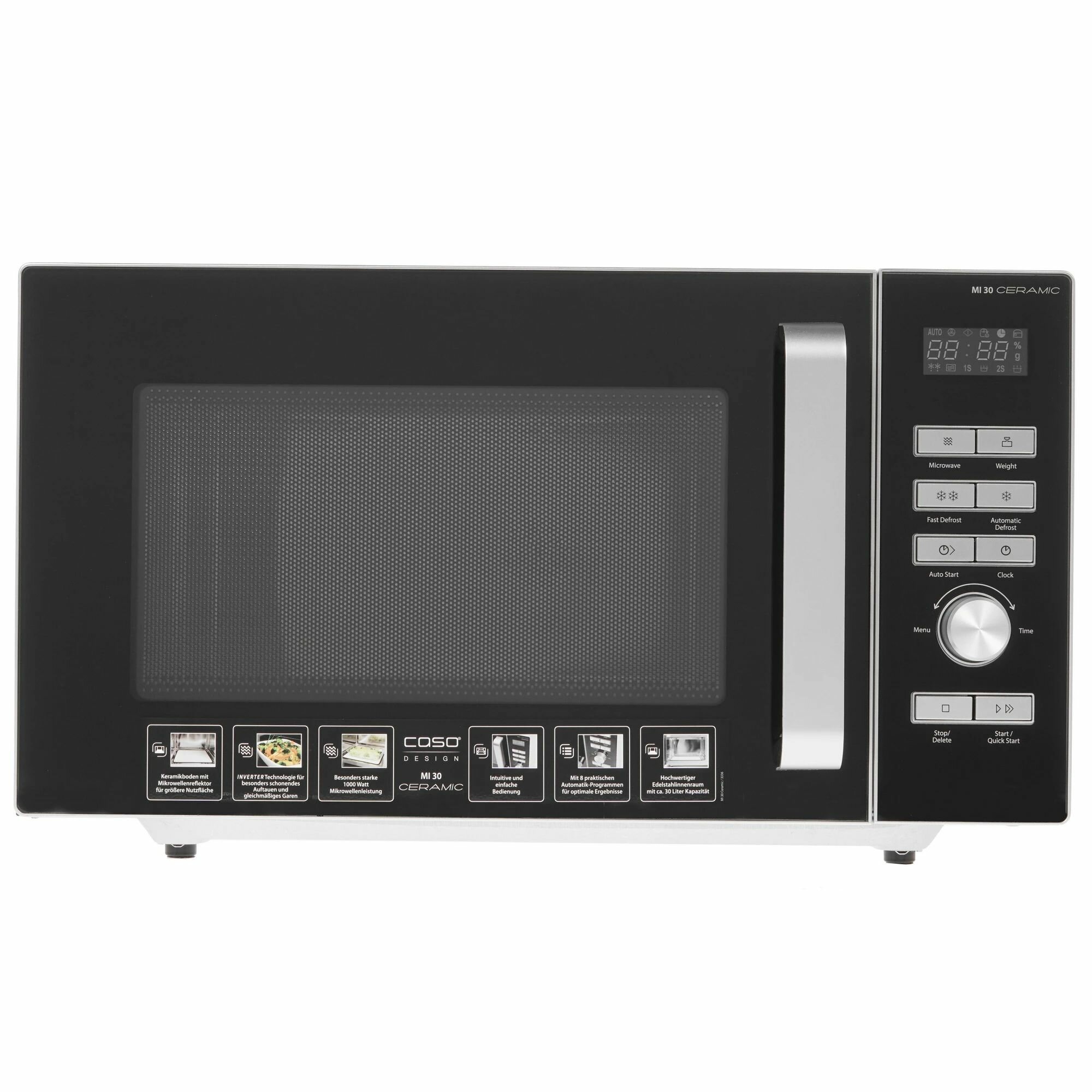 Микроволновая печь Caso MI 30, керамическая камера, 30л, 1000Вт, серебристый