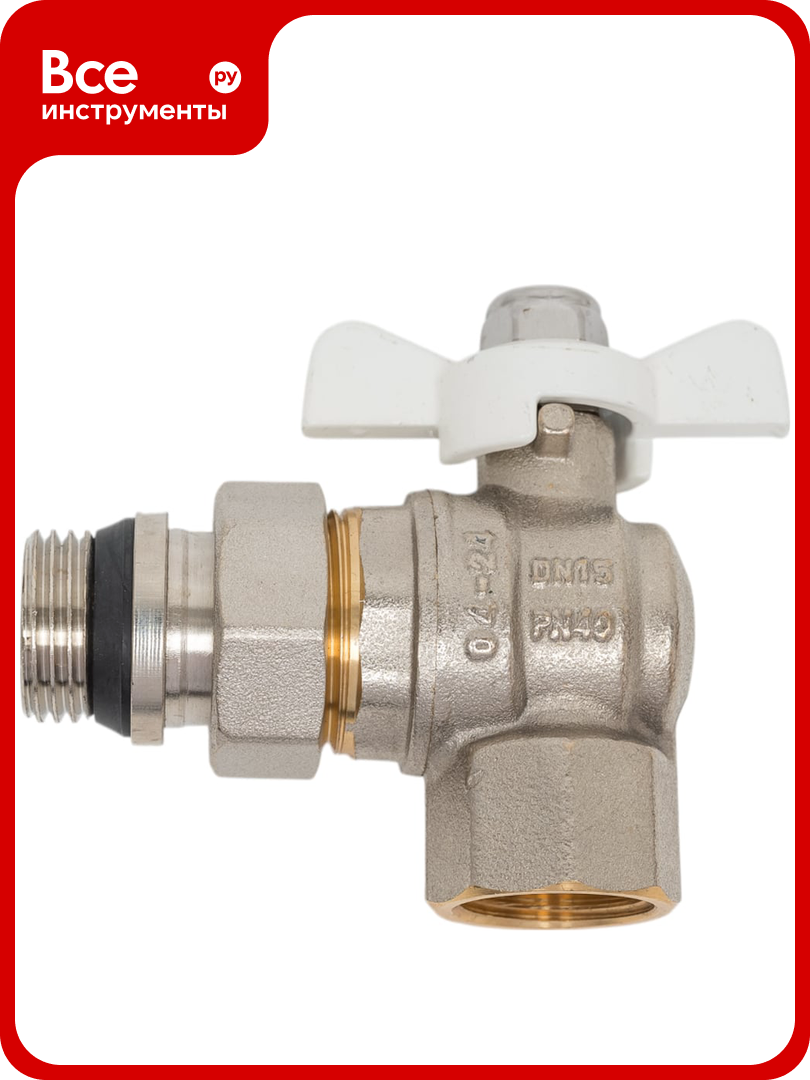 Шаровой кран MVI угловой с полусгоном и самоуплотняющимся кольцом, из никелированной латуни, соединение для водопровода