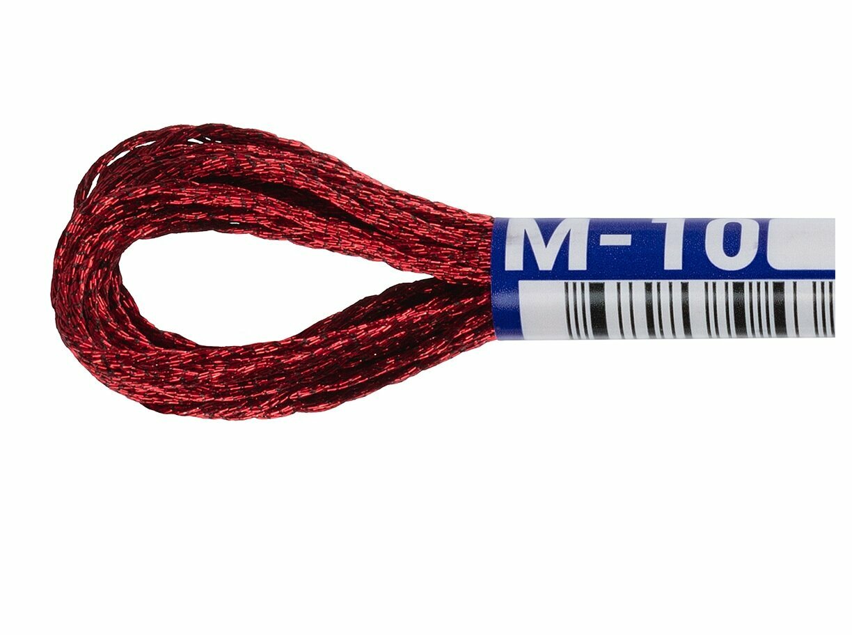 Мулине Gamma NM металлик, нитки для вышивания 8 м, M-10 красный, 1 штука, 100% полиэстер