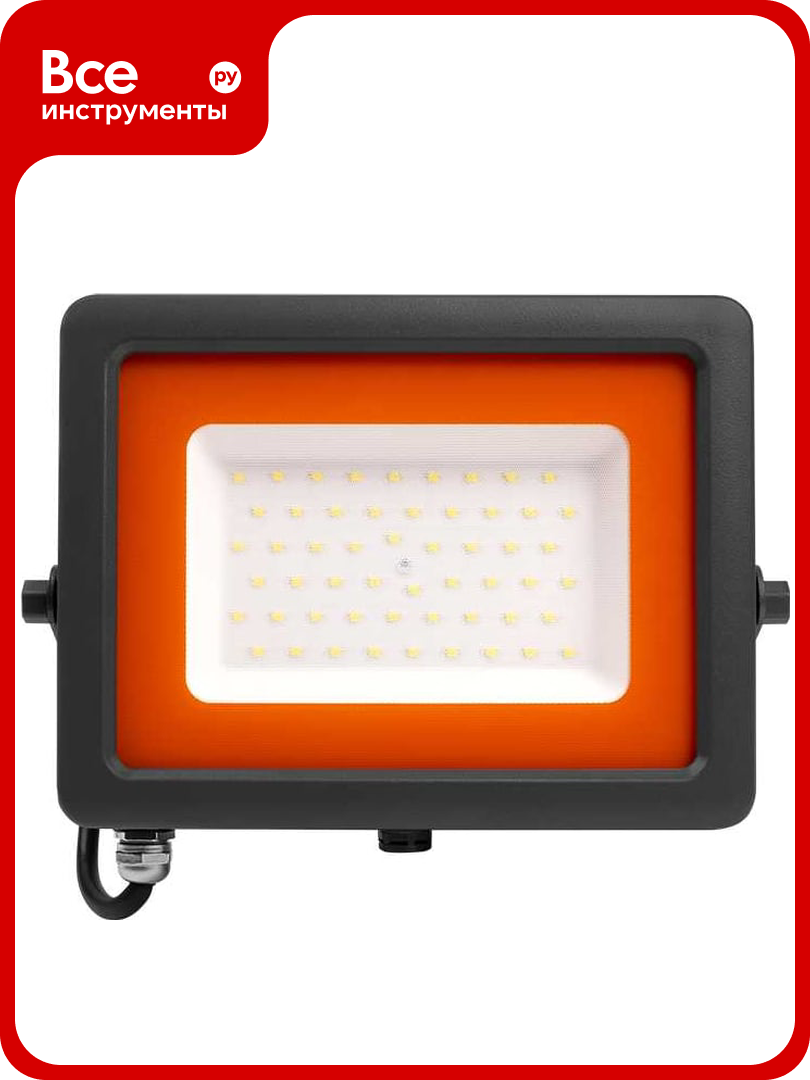 Светодиодный прожектор Jazzway PFL-S2 50Вт 6500К IP65 220–240В до с клапаном закаленное матовое стекло серый 2853301D