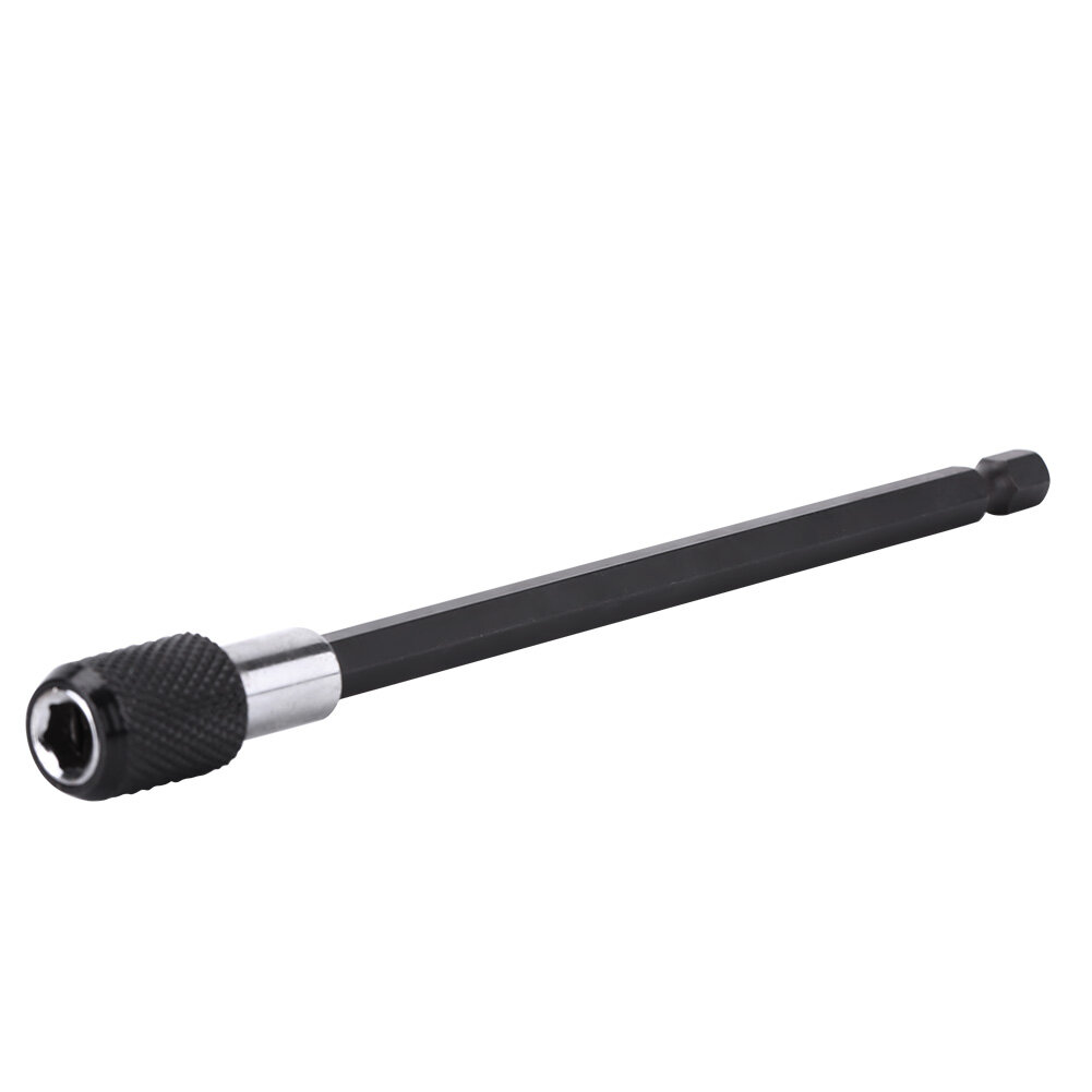 Быстросъемный держатель для сверл с шестигранным хвостовиком 1/4 дюйма (черный с насечкой, 150 мм)