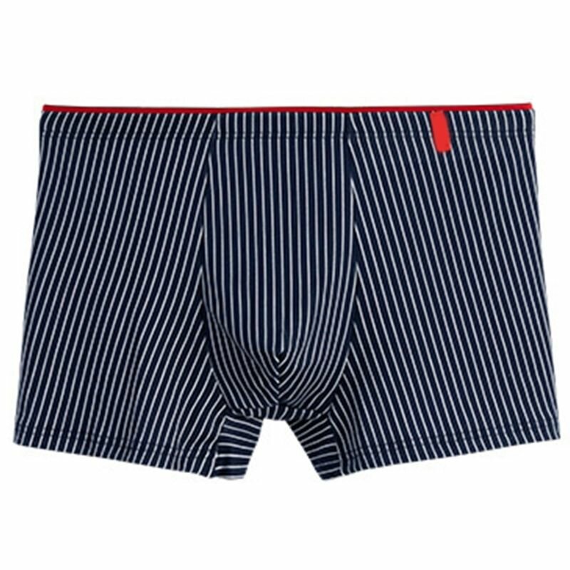 Мужское нижнее белье из молочного шелка, антибактериальные трусы-боксеры в полоску-Синий-4XL