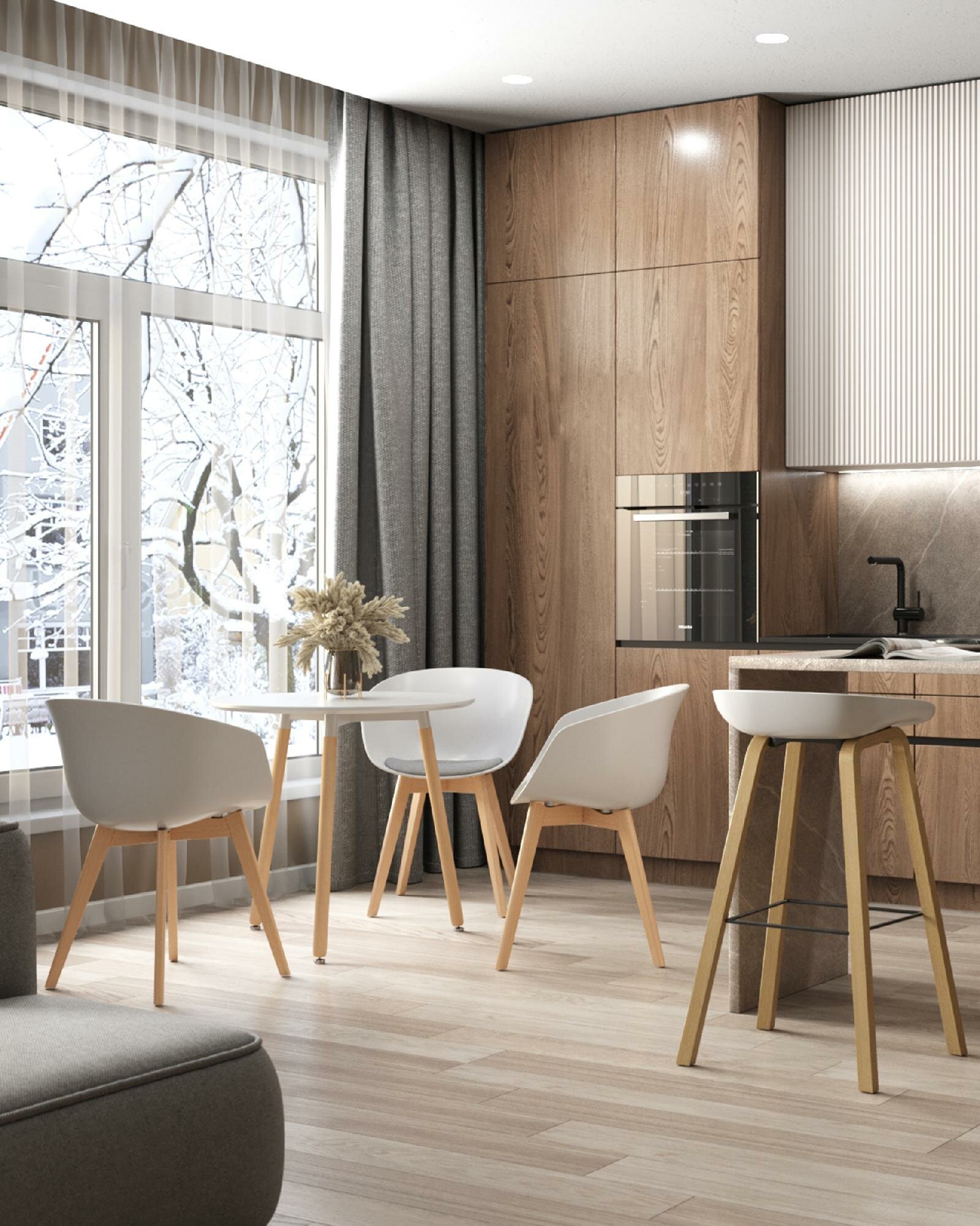 Стул-кресло LIBRA Soft STOOL GROUP белый, ткань, дерево, мягкое сиденье, с подлокотниками — фото 1
