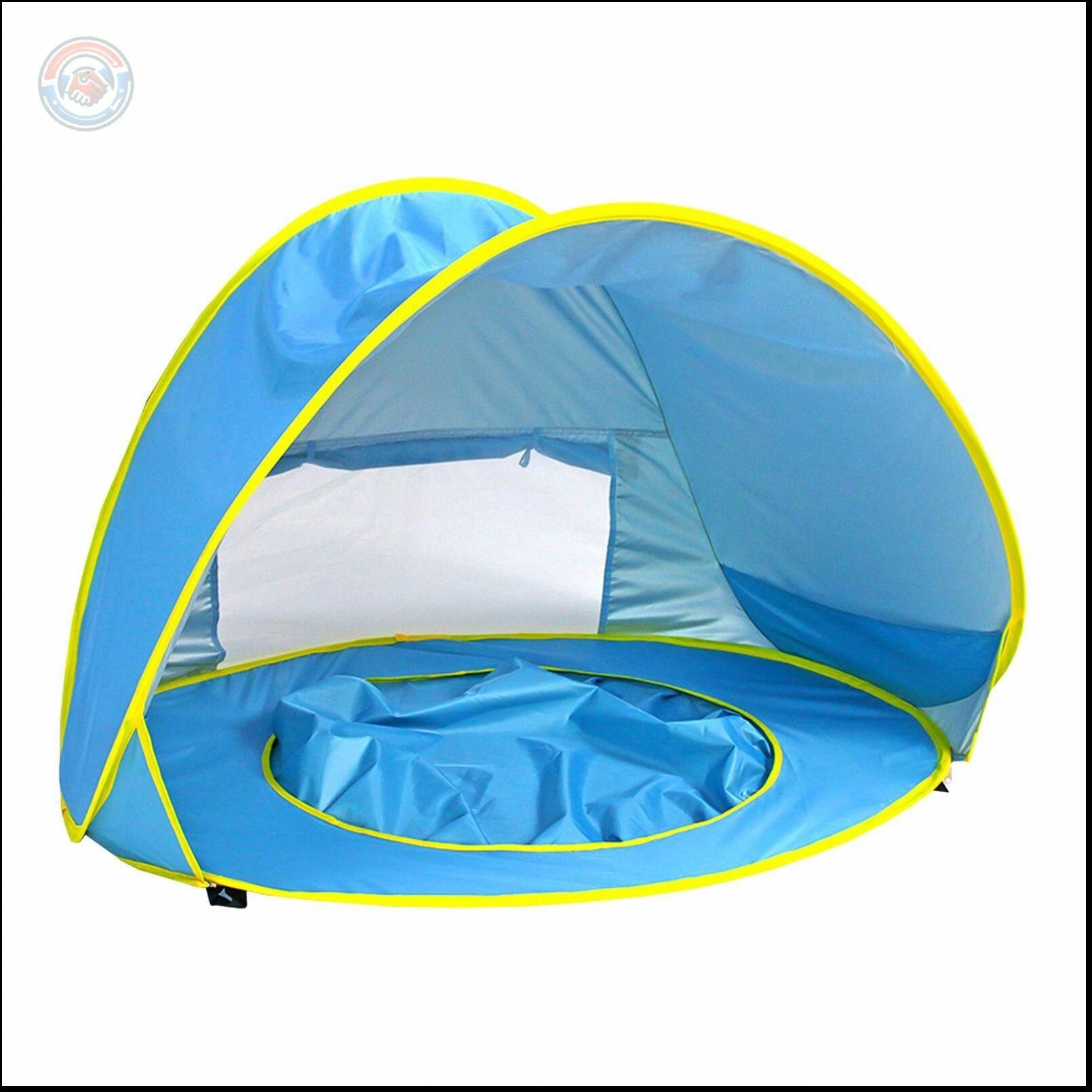Детская пляжная палатка с бассейном и защитой от солнца, автоматическое укрытие для малышей с сумкой для переноски и колышками, удобный тент для игр на песке и воде
