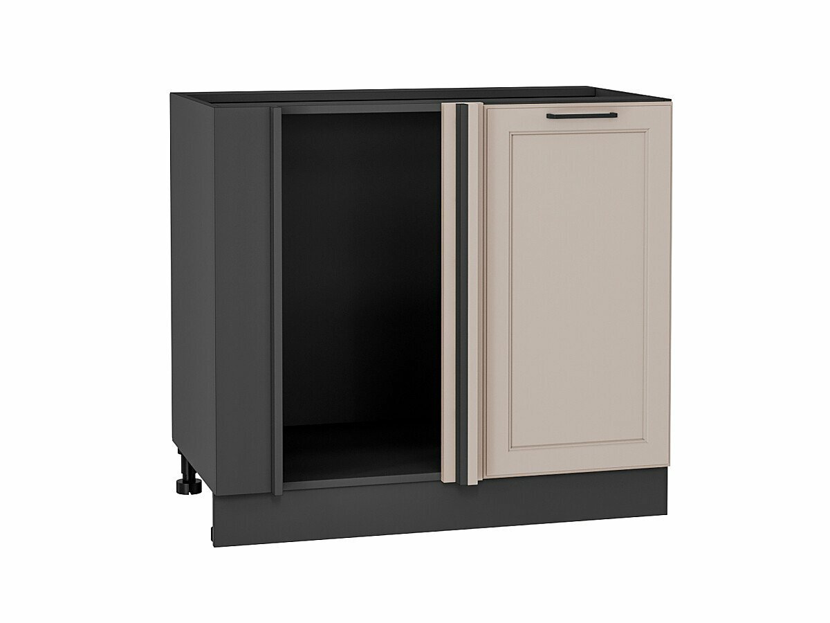 Шкаф нижний угловой Барселона, цвет фасада Кашемир, цвет каркаса Graphite, 816*890*484 мм