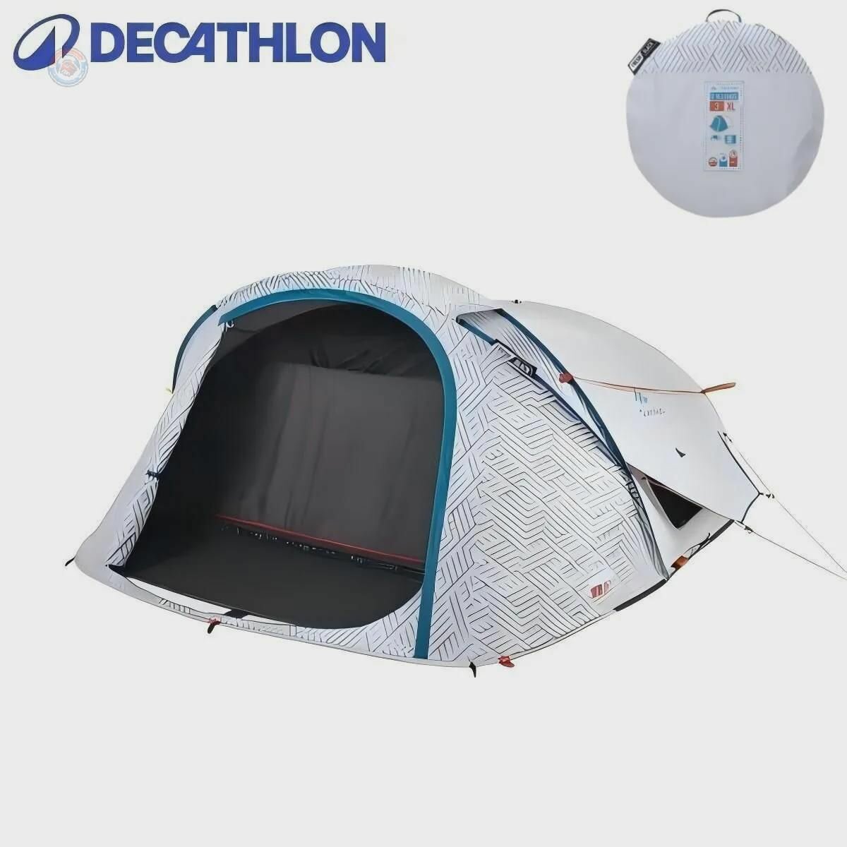 Палатка туристическая на 3 человека Quechua 2 Seconds XL Fresh&Black быстрая установка и защита от солнца