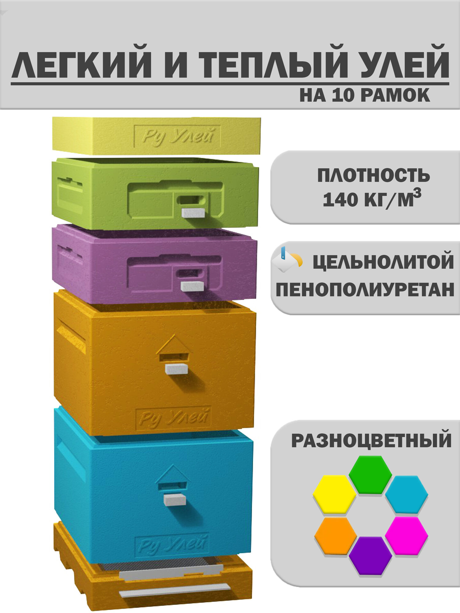 Улей для пчел ППУ (10 рам), комплект (2 Дадан +2 магазина)