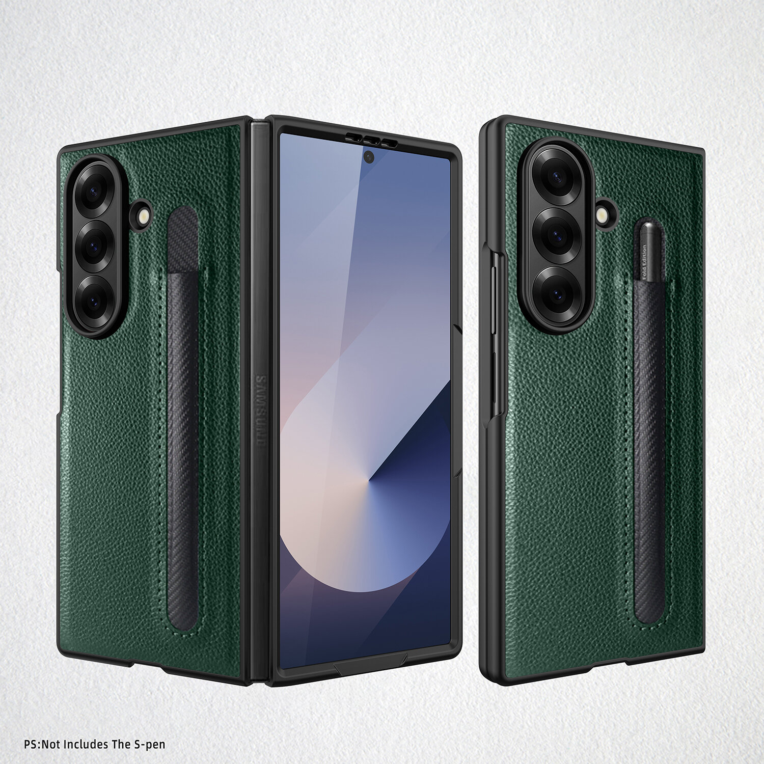 Подходит для Samsung Galaxy Z Fold5 / Самсунг Z Fold 5 Чехол для смартфона, подставка, soft touch, накладка, поликарбонат (PC), защита камеры, ударопрочный, тонкий, усиленные углы, Samsung, green