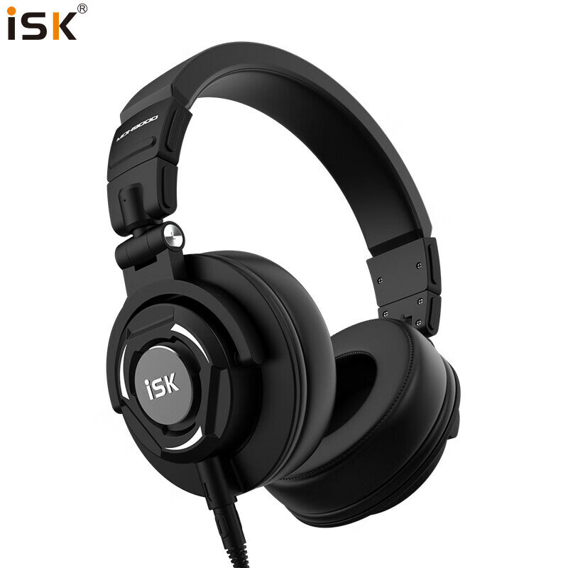 ISKiSK MDH9000 Monitoring Headphones with Sliding Design, Fully Enclosed Studio Equipment, HIFI High-Fidelity, Compatible with Computer, Mobile Phone, Sound Card, Obsidian Black