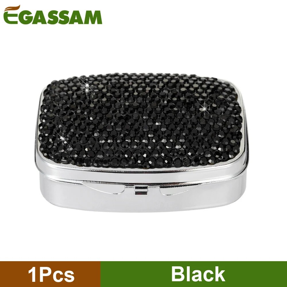 Блестящая коробочка для таблеток, портативный органайзер для ежедневных доз с 2 отделениями, маленький дорожный футляр для таблеток, контейнер-органайзер для лекарств и витаминов