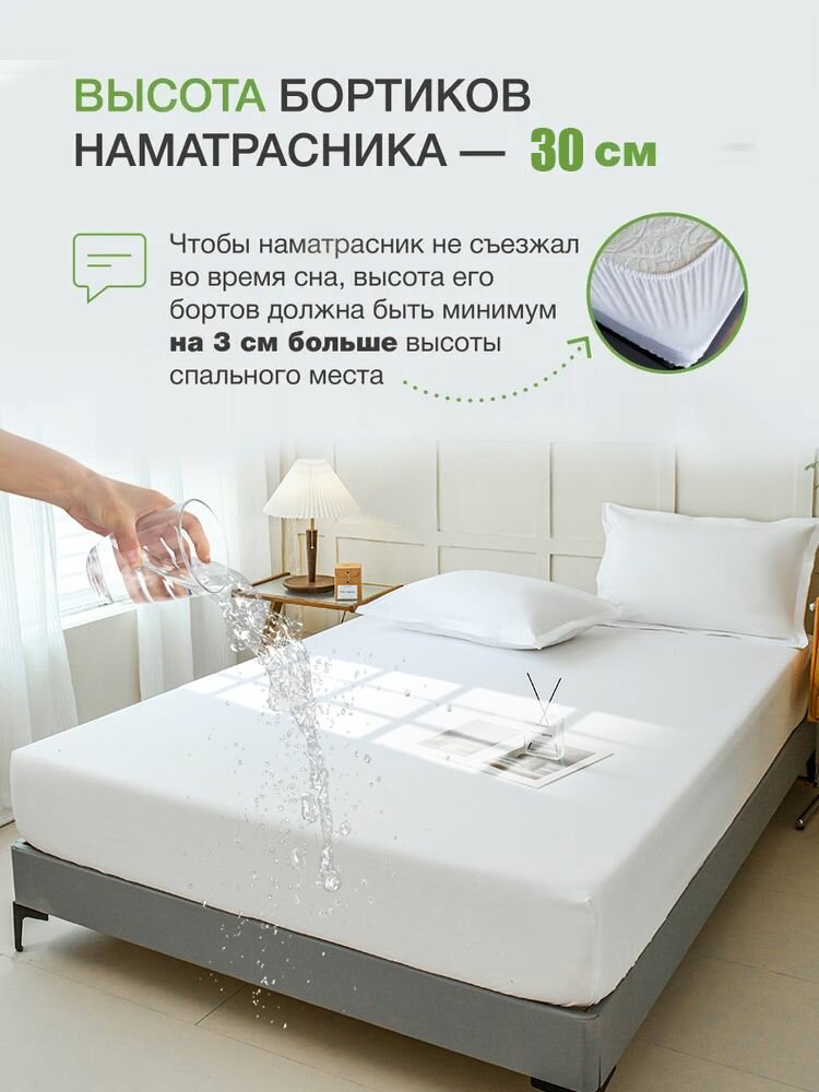 IKEA Простыня на резинке Наматрасник непромокаемый на резинке с бортами, Микрофибра, 160x200 см