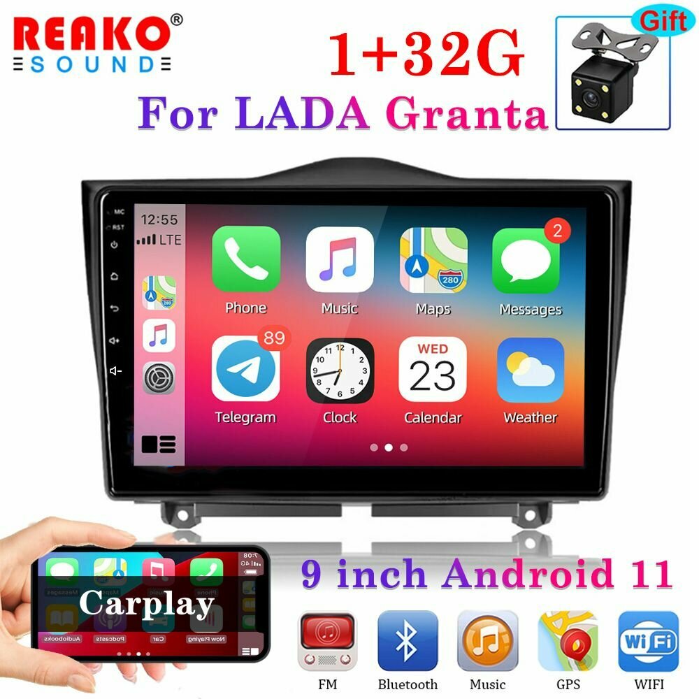 Din магнитола андроид for LADA Granta 2018-2019 1+32G автомагнитола Аудио для авто Carplay WiFi GPS Track 2din