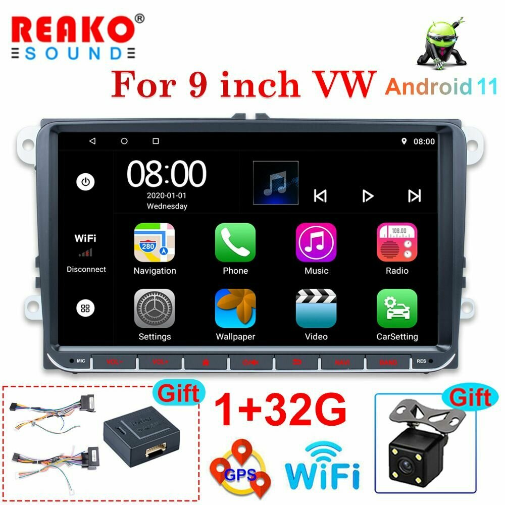 2 Din Android 11 Автомобильное радио 9 дюймов 1+32G Для Volkswagen Skoda Octavia golf 5 6 touran passat B6 polo Jetta /WiFI