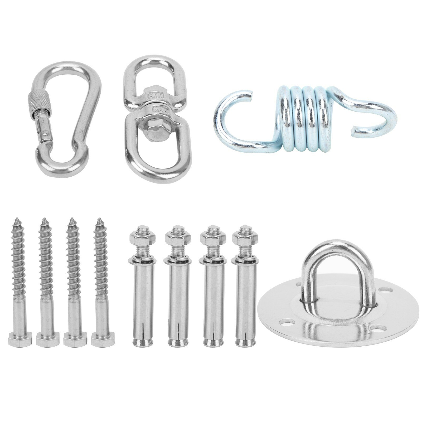 Стальной анкер для крепления на потолок и стену с болтами и защелкой для фиксации основания гамака для йоги.