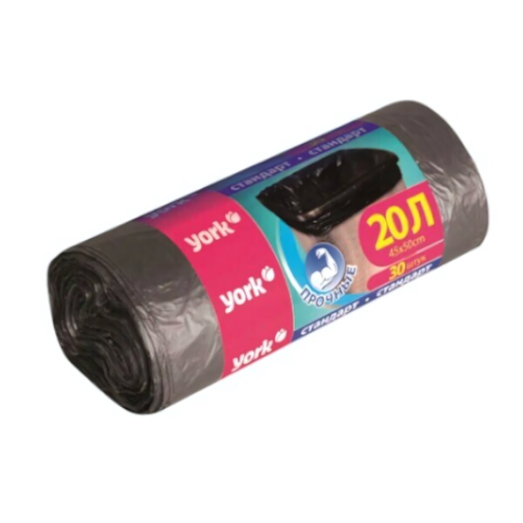 Мешки для мусора ПНД 20л, 30шт, толщина 5,5мкм, черные, усиленные, компактная упаковка