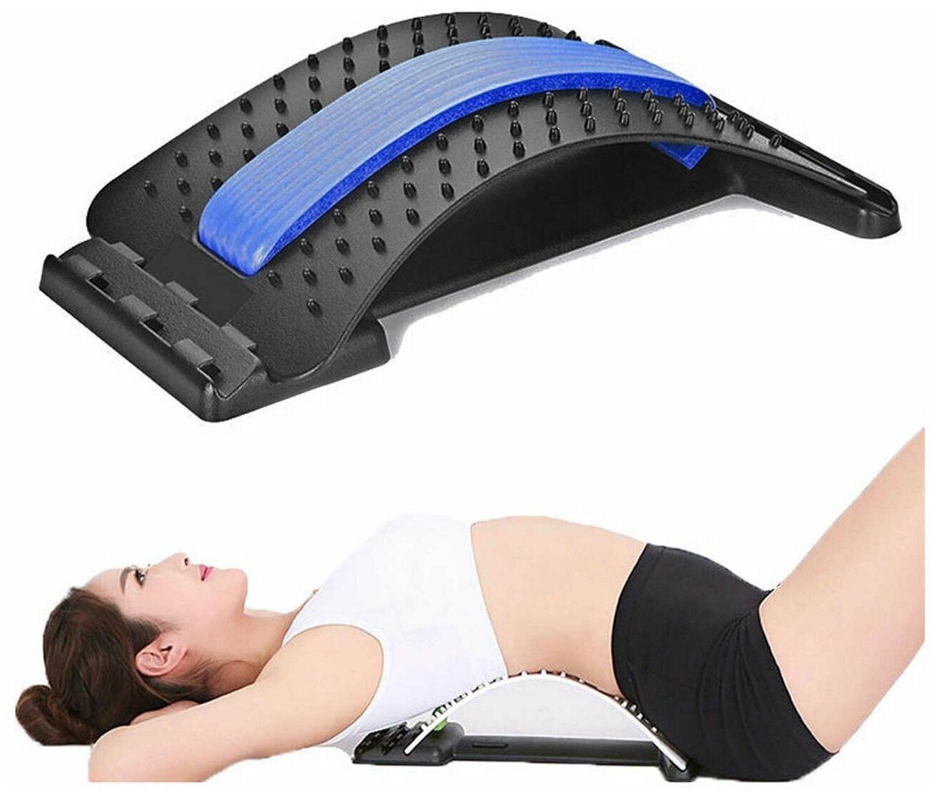 Тренажер для спины "Мостик Здоровья", черный, АБС-пластик, 3 уровня высоты