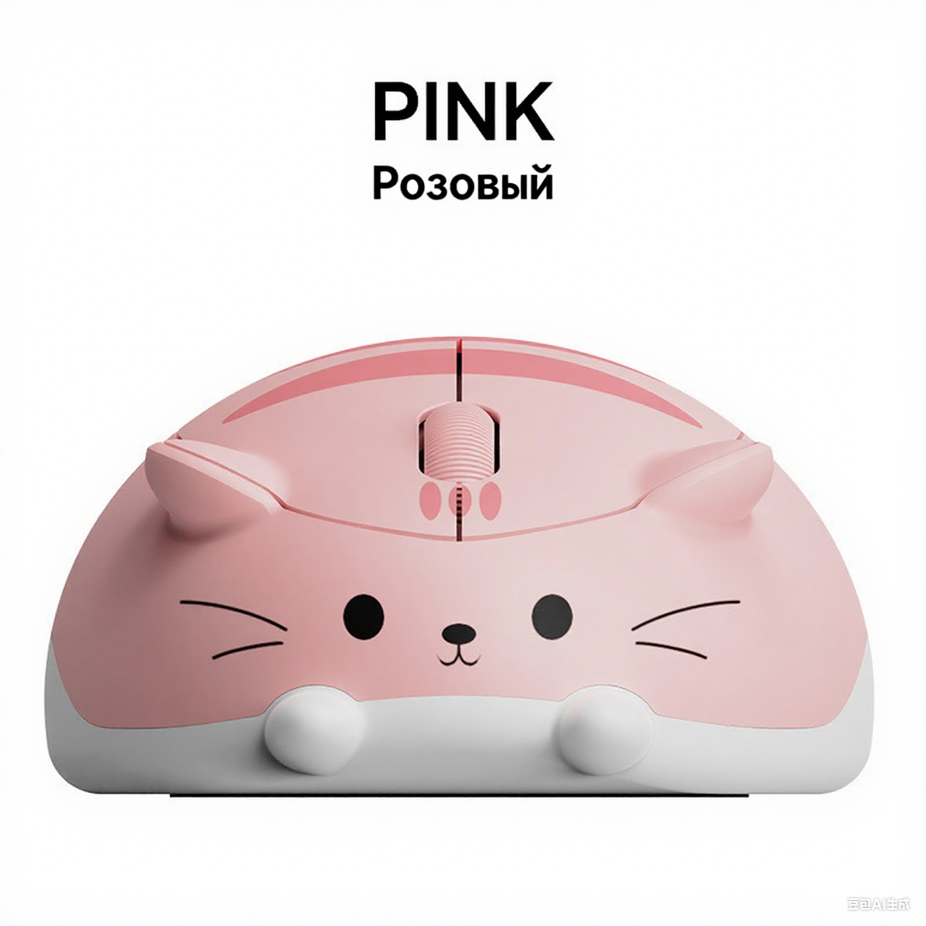 Мышка беспроводная для компьютера AKKO Cat Theme / С ушками / розовый