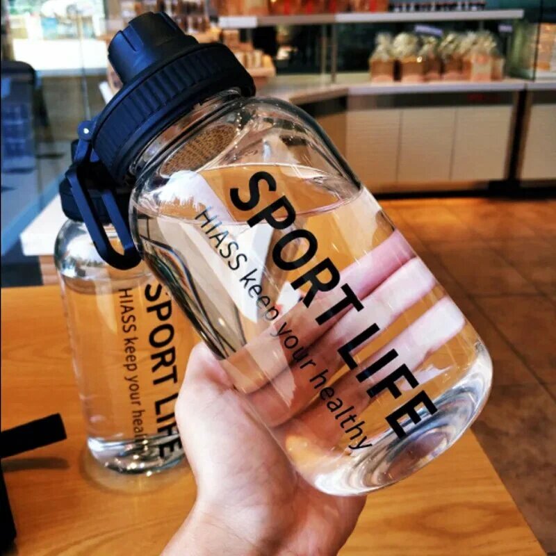 Спортивная стеклянная бутылка для воды с фильтром, 1000ml