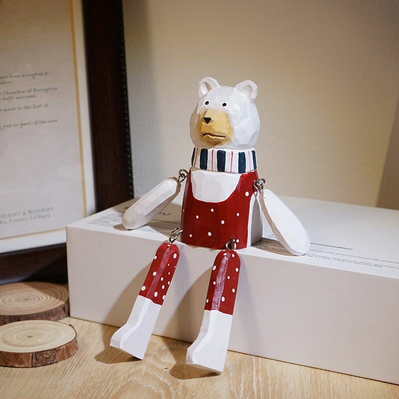 Ручная деревянная скульптура для стола: милые фигурки животных, декор для рабочего стола, подарок на день рождения и для пар (натуральное дерево, 8-12 см)