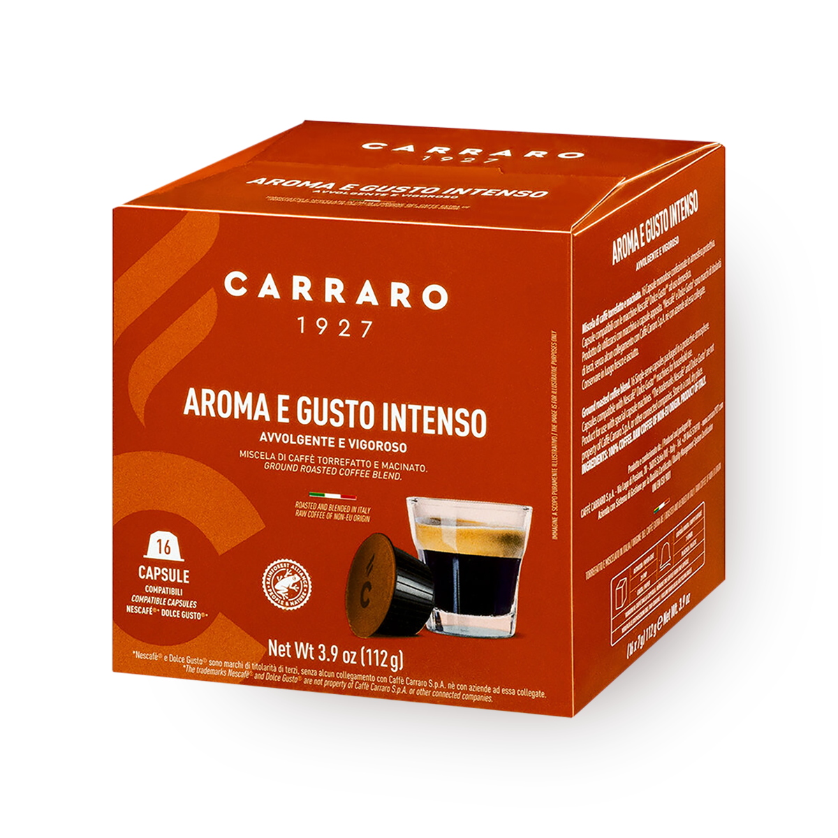 Кофе в капсулах Carraro "Aroma E Gusto Intenso", 16 штук, в коробке