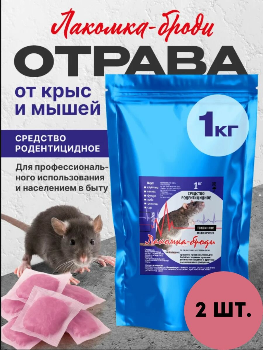 Убойная Отрава для мышей и крыс 2 кг/ средство от грызунов. Родентицидное средство