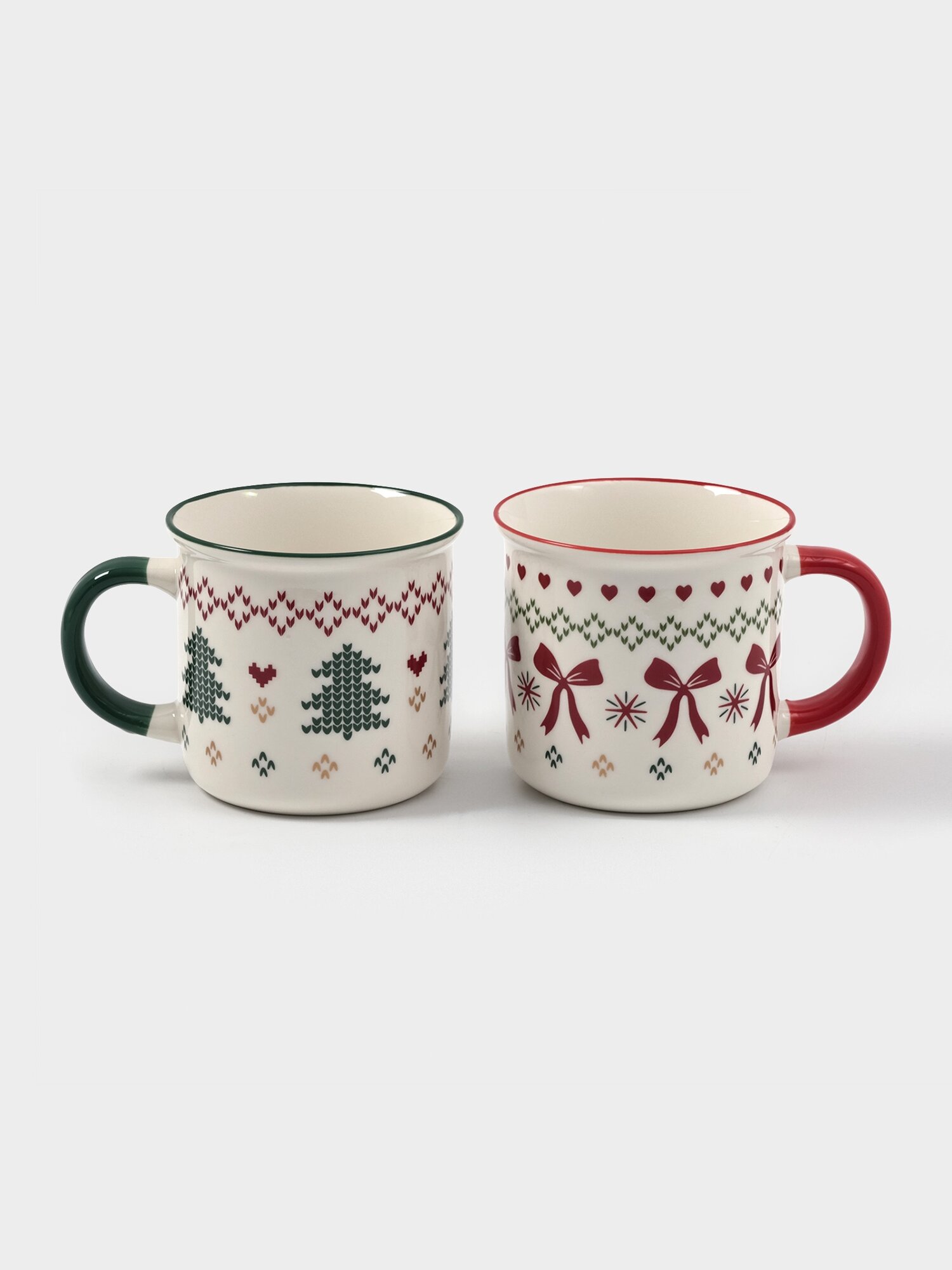 Набор кружек новогодних Доляна «Волшебство на двоих», 2 шт, 450 мл, фарфор, белый