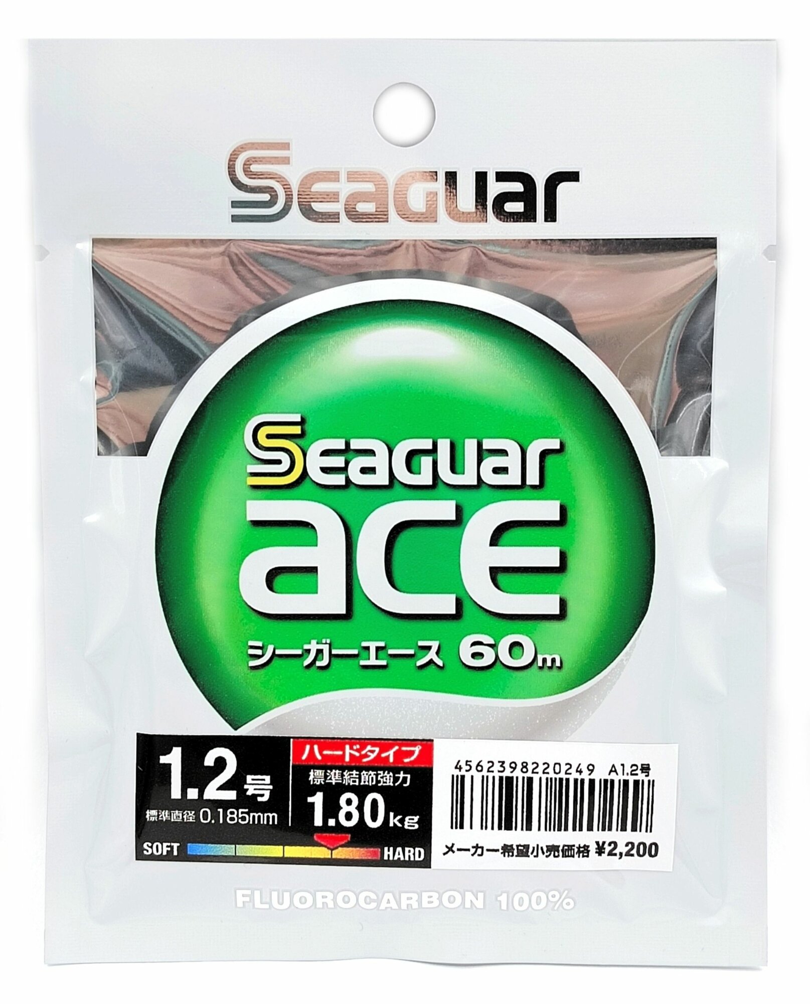 100% Флюорокарбон Seaguar Ace 60м. #1.2 (1,8кг/0,185мм.) белый, прозрачный