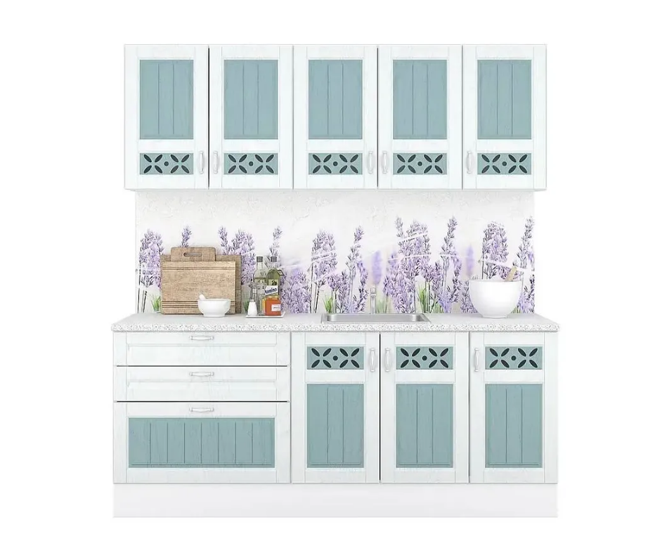 Кухня Камелия 2.0 м, в цвете Арктик-Мурено МДФ, столешница в комплекте