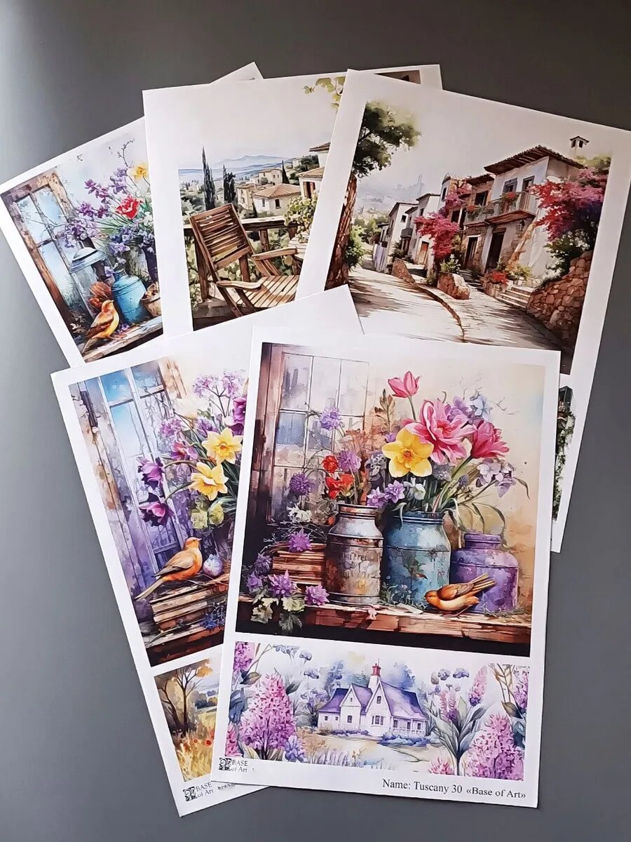 Бумага для декупажа 5 декупажных карт Tuscany set 3