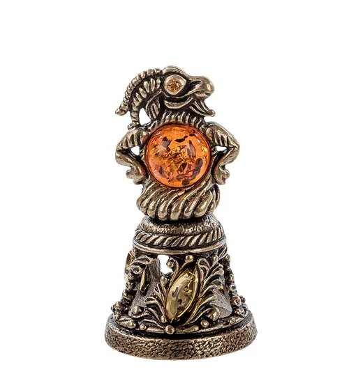 AM- 346 Фигурка "Колокольчик-Козел" (латунь, янтарь)