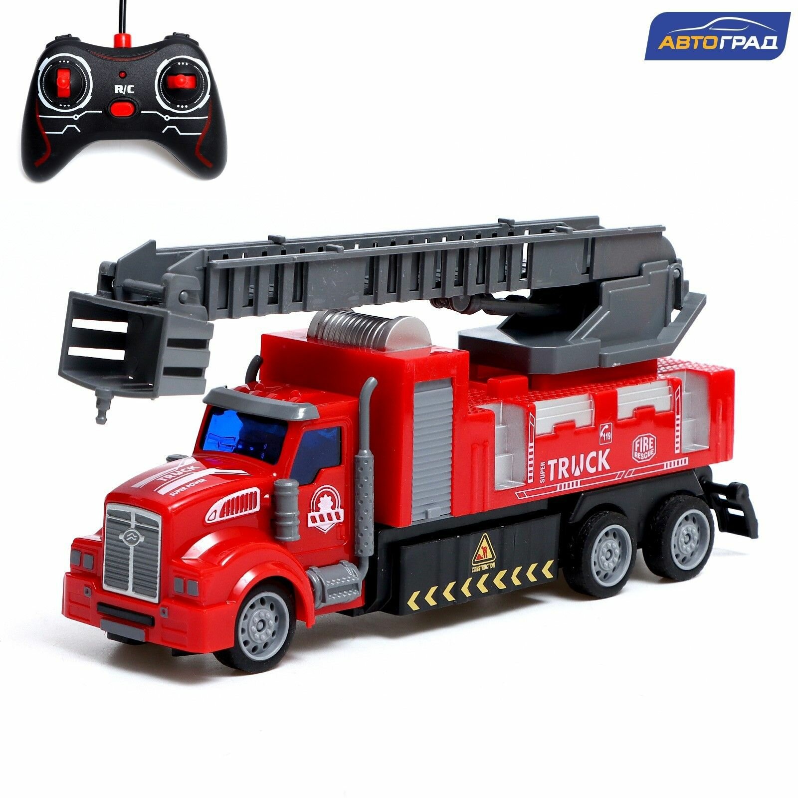 Радиоуправляемая машинка Автоград "Пожарная служба", грузовик игрушка, свет, работает от батареек, для мальчиков