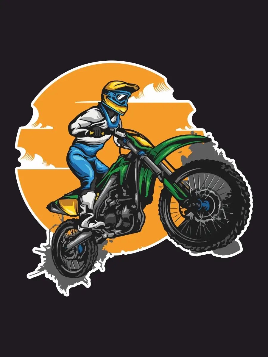 Наклейка на авто Мотоциклист на закате