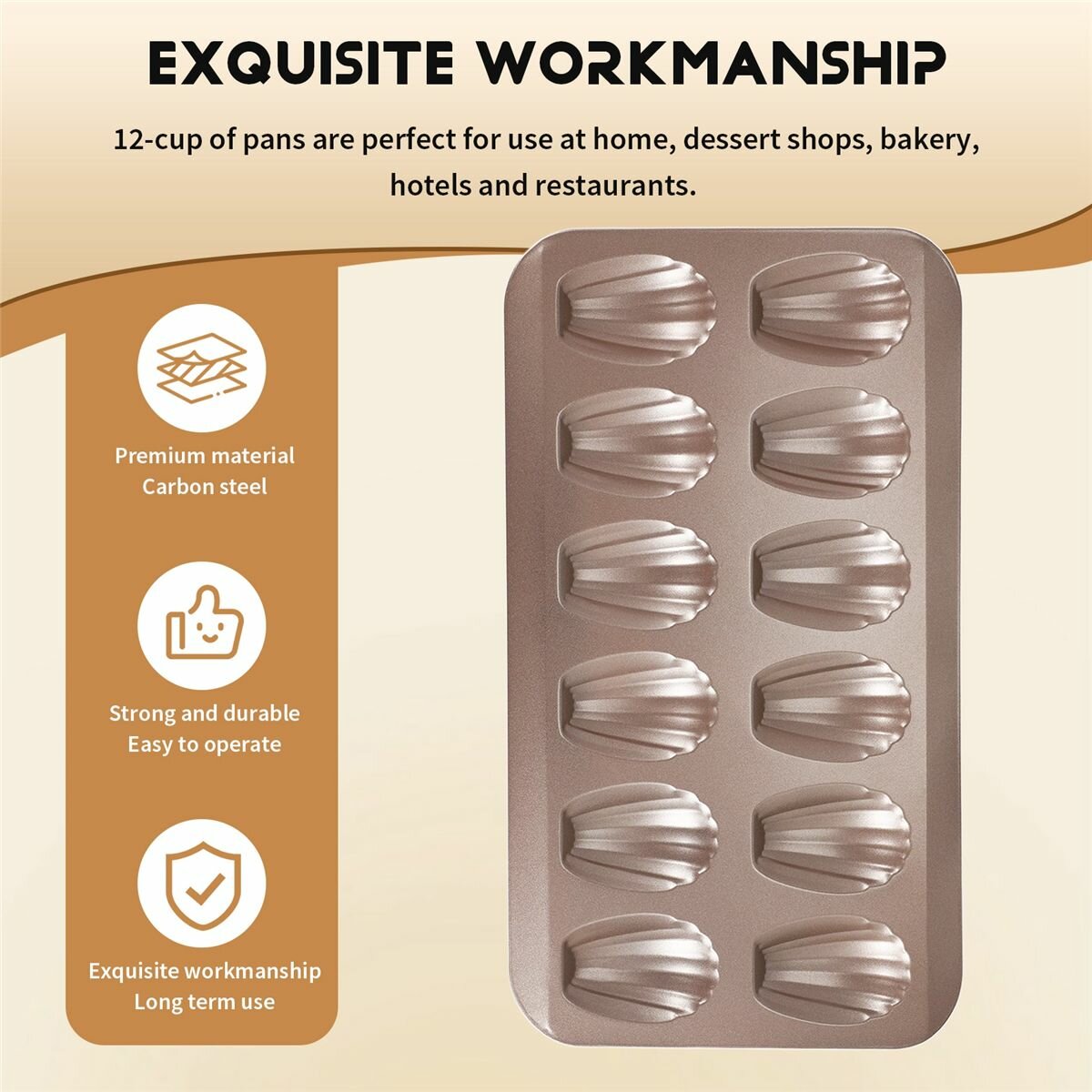 Запеканка Мадлен на 12 чашек из углеродистой стали с антипригарным покрытием11