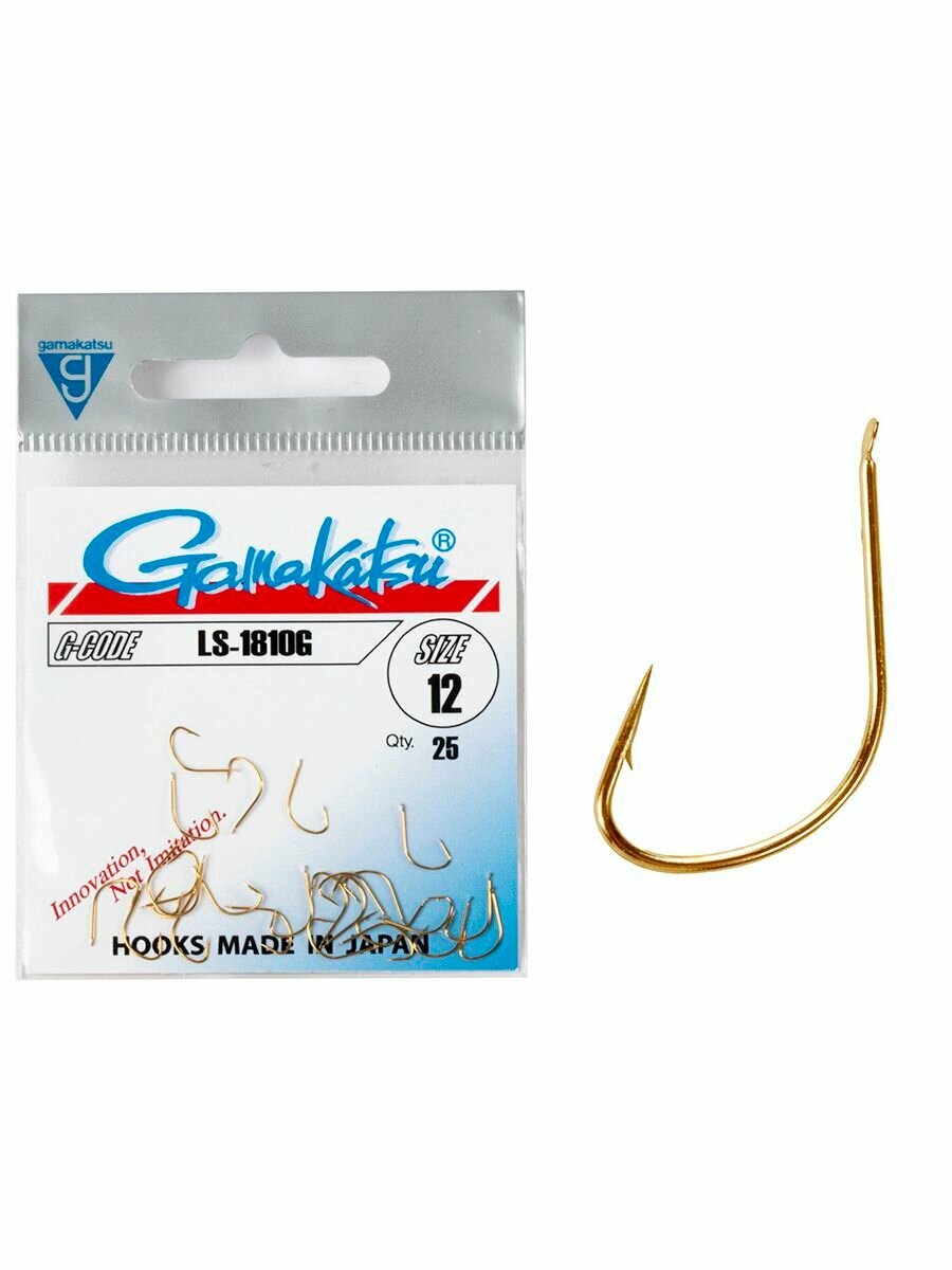 Крючки Gamakatsu LS-1810G HOOKS GOLD размер 12 (упк.25шт.)
