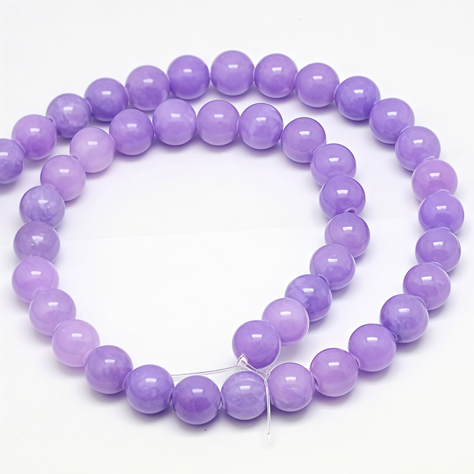 Бусины каменные, жадеит, сиреневый, 8мм, 48 шт, низка